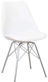 Jídelní židle TAMORA plast a ekokůže bílá, kov chrom