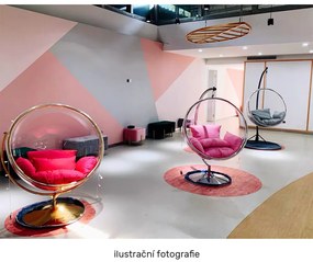 Závěsné křeslo se stojanem, transparentní/zlatá/černá, BUBBLE NEW TYP 3
