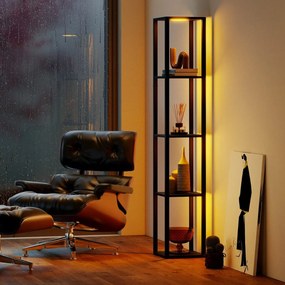 Costway Stojací lampa 162 cm s policemi a stmívatelnými LED světly a nožním