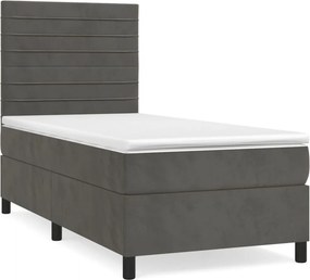 Box spring postel s matrací tmavě šedá 80 x 200 cm samet 3143050
