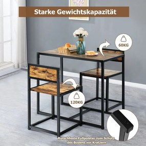 Costway 3 kusový stůl skupina jídelní skupina + 2 židle antik