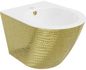 Mexen Lena, závěsný bidet 480x370x325 mm, bílá - zlatý vzor, 35224808