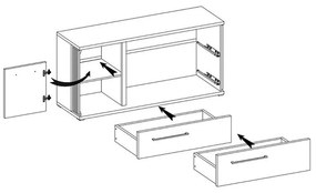 Obývací stěna MOLTO c + LED osvětlení | 5 dílů | artisan/černá