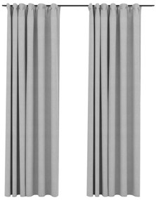 vidaXL Zatemňovací závěsy s háčky vzhled lnu 2 ks šedé 140 x 225 cm