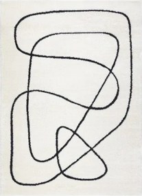 Dywany Łuszczów, Kusový koberec Mode 8377 abstract cream/black, 180x270, bílá, chodba / předsíň