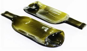 BDK-GLASS Servírovací tác z lehané skleněné láhve - olivová
