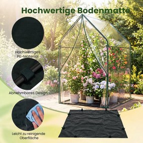 Costway Fóliový mini skleník se 2 rolovacími dveřmi, 90,5 × 90,5 × 152,5 cm