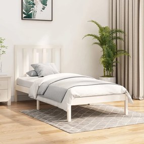 Rám postele bílý masivní borovice 100 x 200 cm - Default Title