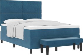 Postel s boxspringem s čelo Tmavě moddrá 200 x 140 cm samet 3344586