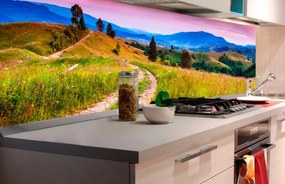 Samolepící fototapeta do kuchyně - Rozkvetlé kopce, 180x60cm, 082