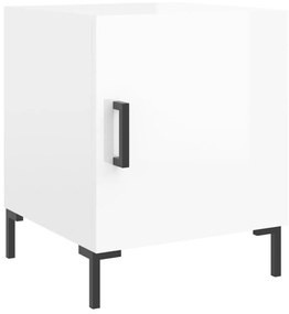 Noční stolek bílý s vysokým leskem 40x40x50 cm kompozitní dřevo