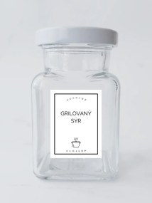 Samolepka na kořenky GRILOVANÝ SÝR bílá 3 × 4 cm základní písmo