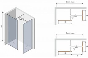 Sprchový kout MEXEN WALK-IN 90x90 cm