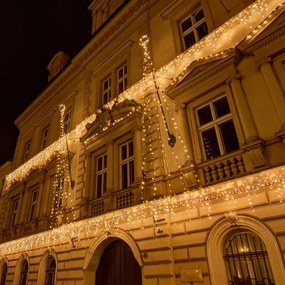Easy Fix venkovní LED rampouchy, světelné krápníky, 300 × 90 cm, teple bílá s FLASH, 174 diod, bílý kabel, IP67, prodlužovací