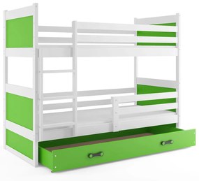 Patrová postel Rico bílé / zelený 90x200 cm s matrací BMS Group