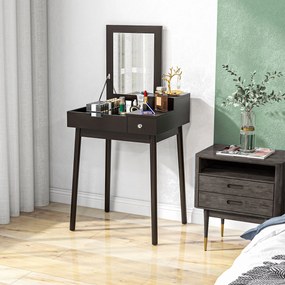 HOMCOM Toaletní stolek s zrcadlem Moderní kosmetický stůl - 2 šuplíky, skládací zrcadlo do ložnice, obývacího pokoje, 60 x 50 x 85,5 cm Černý | Aosom