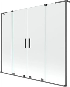Mexen Velar L Duo, 2-křídlová posuvná vanová zástěna 170 x 150 cm, 8mm čiré sklo, grafitová, 896-170-003-02-95