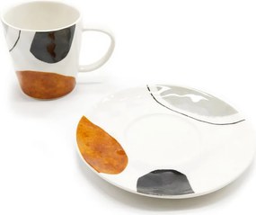 Porcelánový espresso šálek Elements s podšálkem, 120 ml – mačkaný vícebarevný design v přírodním stylu