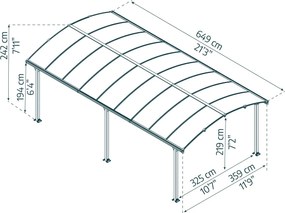 Palram - Canopia Arcadia 6400 - hliníkový (montovaný) přístřešek s obloukovou střechou