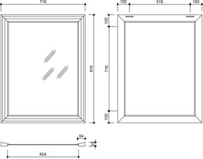Sapho DEGAS 71,6 x 91,6 cm NL730 zrcadlo v rámu černá/starobronz Koupelny Bernold