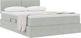 Postel s úložným prostorem Světle šedá 140 x 190 cm samet 3370695