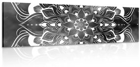 Obraz moderní Mandala s orientálním vzorem v černobílém provedení - 120x40 cm