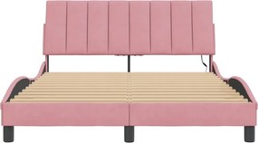 Rám postele s LED osvětlením bez matrace Hanko růžový 140 x 200 cm samet 3213786