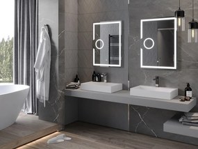 Mexen Onyx, LED koupelnové zrcadlo s podsvícením a kosmetickým zrcátkem 60x80 cm, 6000K, ochrana proti zamlžování, 9813-060-080-611-00