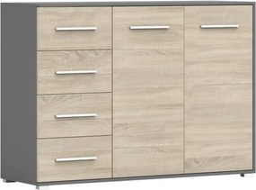 IDZ Komoda FRIDA 2D4S 01, 135 cm Dub Sonoma / Grafit