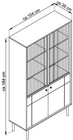 Vysoká vitrína Japandi, 104 cm, béžová kašmír