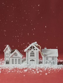 Sinsay - Vánoční ozdoby ve tvaru domečků 3 kusy - bílá