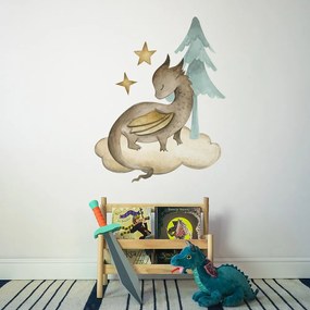 Gario Dětská nálepka na zeď The world of dragons - drak na obláčku a strom Rozměry: 70 x 65 cm