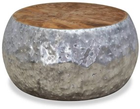 Konferenční stolek, hliník a teak, 60x60x30 cm 244549