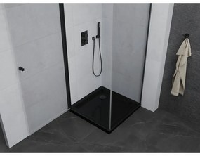 Mexen Pretoria sprchový kout s otočnými dveřmi 90 x 90 cm, průhledné, Černá + vanička do sprchového kouta Flat, Černá - 852-090-