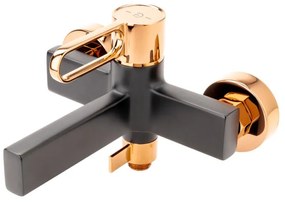 F-Design Zaffiro, vanová baterie bez sprchové sady, černá matná-růžové zlato, FD1-ZFR-1-25