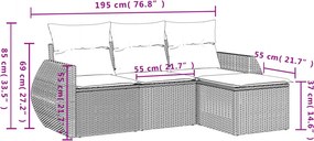 4dílná zahradní sedací souprava s poduškami šedá polyratan 3253607