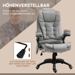 Kancelářská židle Vinsetto s masážní a tepelnou funkcí, ergonomická, výškově nastavitelná, bez tření, 6 masážních bodů, 68 Š x 72 H x 110-120 V cm, š…