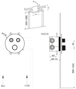 Sapho Sapho, SMARTSELECT podomítková sprchová baterie, box, 2 výstupy, zlato mat, RP032GB