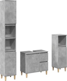 3dílný set koupelnového nábytku betonově šedý kompozitní dřevo 3324945