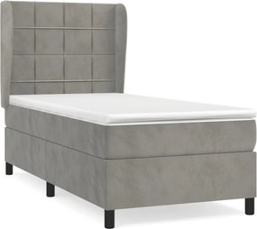 Box spring postel s matrací světle šedá 100x200 cm samet 3129195