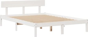 Postel s knihovnou bez matrace bílá 140x190 cm masivní borovice 3321827