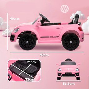 Dětské elektrické auto AIYAPLAY 12V Volkswagen Beetle s dálkovým ovládáním 2.4G, hudbou, klaksonem, elektrické vozidlo s LED světly, USB/MP3 připojen…