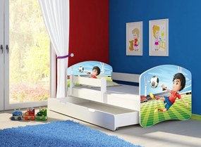 Dětská postel - Fotbalista 2 140x70 cm + šuplík bílá