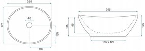 Rea Sofia Mini, umyvadlo na desku 355x270x125 mm, imitace kamene - bílá Cloudy, REA-U9236