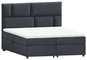 Tmavě šedá boxspring postel s úložným prostorem 200x200 cm Lola – Ropez