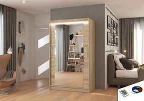 ADRK Furniture Posuvná skříň se zrcadlem a LED osvětlením TIBAGO 120 ADRK-SW-TIB-S-120+L