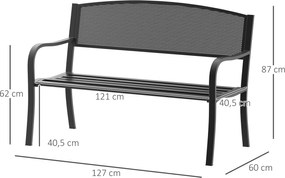 Zahradní lavička lavička parková 2místná zahradní ocelová černá Š127 x D60 x V87cm