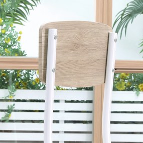 HOMCOM 3-dílný jídelní set Jídelní set MDF + kov přírodní kresba dřeva + bílá s 1 stolem + 2 židlemi | Aosom