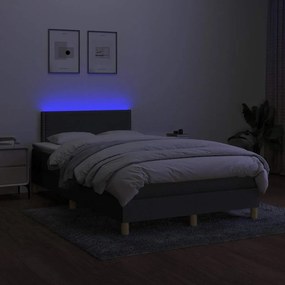 Box spring postel s matrací a LED tmavě šedá 120x200 cm textil 3133622