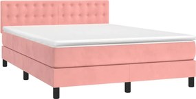 Box spring postel s matrací růžová 140x200 cm samet 3141550
